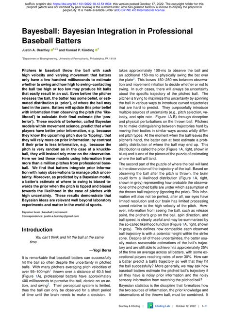 Pdf Bayesball Bayesian Integration In Professional Baseball Batters
