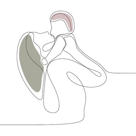 어머니와 자식 그림 그리기 연속 단일 선화 프리미엄 벡터