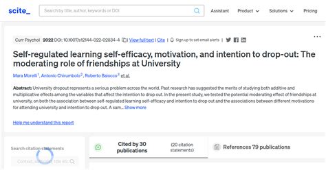 Self Regulated Learning Self Efficacy Motivation And Intention To Drop Out The Moderating