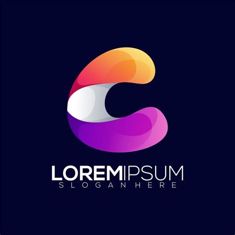 편지 C 현대 로고 그라데이션 다채로운 프리미엄 벡터
