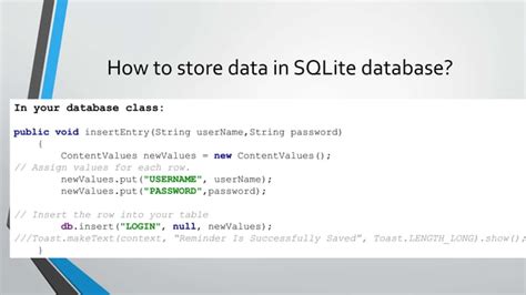 Sqlite Database In Android Pptx Databases Computer Software And Applications