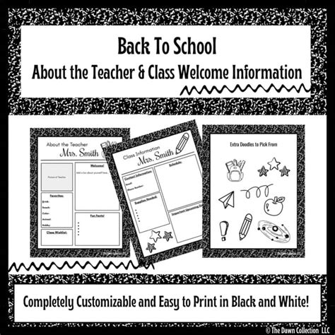 Meet The Teacher And Class Info Letter Editable Back To School Bandw
