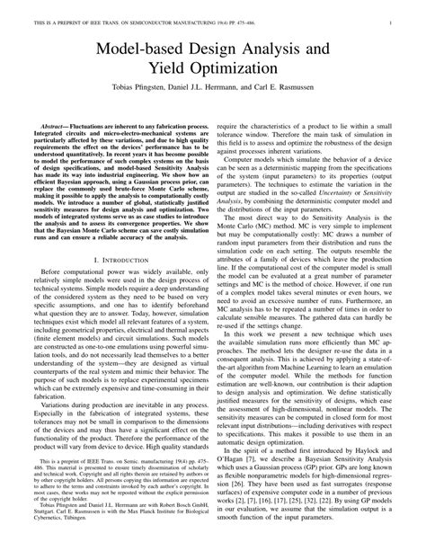PDF Model Based Design Analysis And Yield Optimization