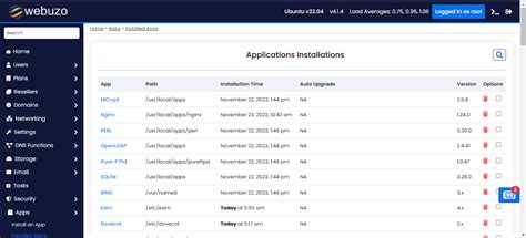 Install System Apps Webuzo