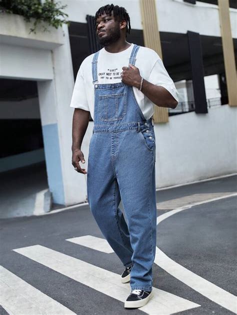 Manfinity Hypemode Herren Baumwolle Denim Overall Mit Schrägen Taschen Und Ohne T Shirt Shein
