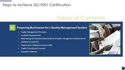Table Of Contents Steps To Achieve ISO Certification Quality Themes PDF