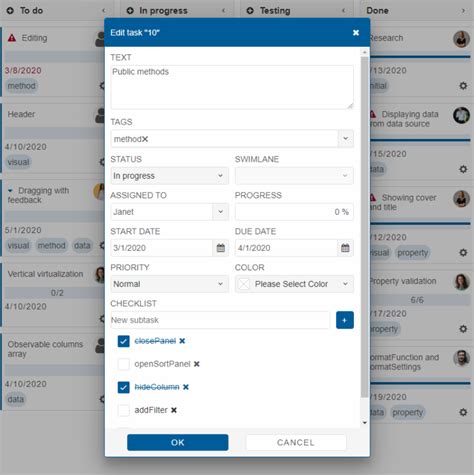 Kanban Editing Cards Kanban Component Https Htmlelements