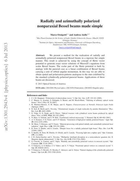 Pdf Radially And Azimuthally Polarized Nonparaxial Bessel Beams Made Simple