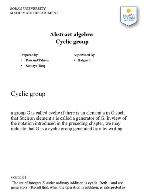 Cyclic Group Pdf