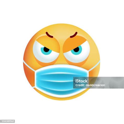 흰색 배경에 얼굴 마스크와 귀여운 화가 이모티콘 격리된 벡터 일러스트레이션 3차원 형태에 대한 스톡 벡터 아트 및 기타 이미지 3차원 형태 감정 건강관리와 의술