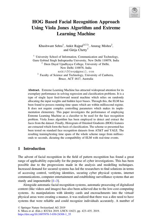 pdf hog based facial recognition approach using viola jones algorithm and extreme learning machine