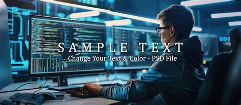 Young Programmer Working On Code In A Dark Office Premium Ai Generated Psd