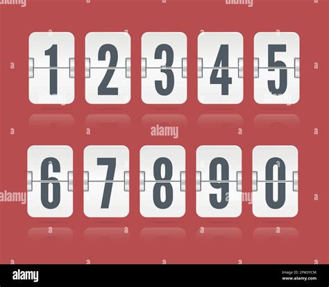 Vector Numeric Flip Scoreboard Set With Reflections Floating For White Countdown Timer Or Web