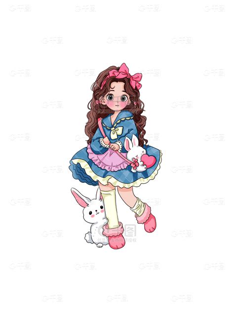简笔画免抠元素 可爱兔子女孩卡通手绘彩绘插画简笔画 素材免费下载 3072像素 Psd格式 编号54314819 千图网
