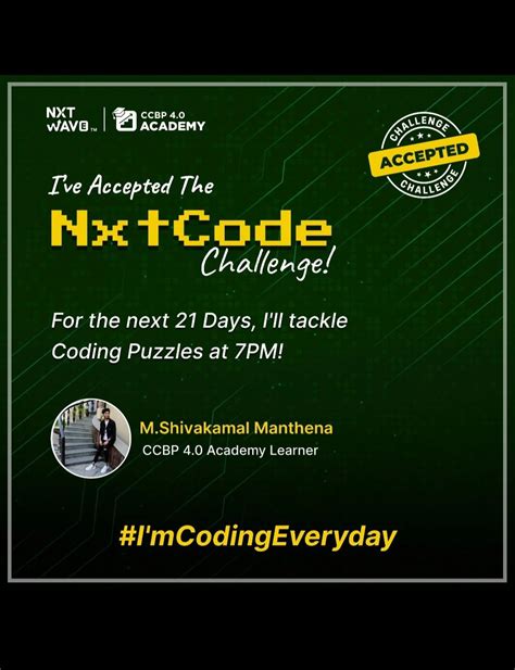 Manthena Shivakamal On Linkedin Nxtwave Codingjourney