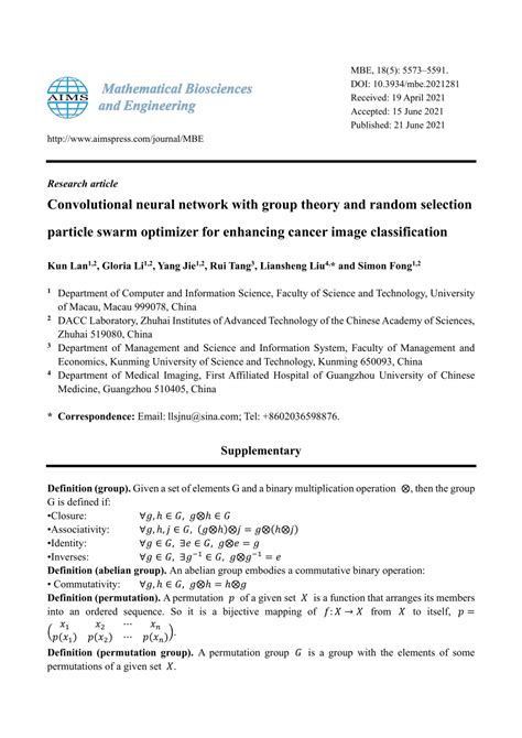 Pdf Convolutional Neural Network With Group Theory And Random Selection Particle Swarm