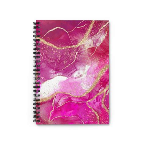 Hot Pink Marble Notebook Hot Pink Notebook Marble Notebook Agate Notebook Abstract Notebook