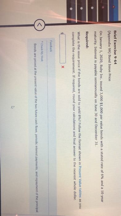 Solved Brief Exercise 9 64 Appendix 9a Bond Issue Price On