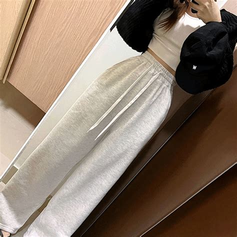 기모부해보임없는 하이웨스트 세미 와이드 일자 밴딩 트레이닝 기모 바지 에이블리