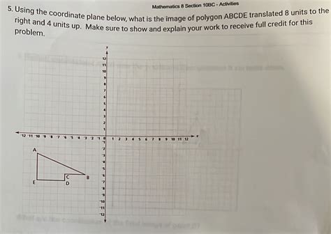 solved mathematics 8 section 10bc activilies 5 using the coordinate