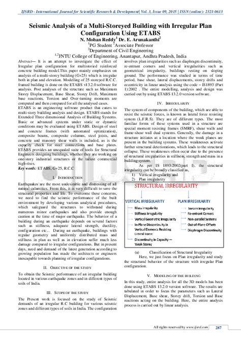 Pdf Seismic Analysis Of A Multi Storeyed Building With Irregular Plan