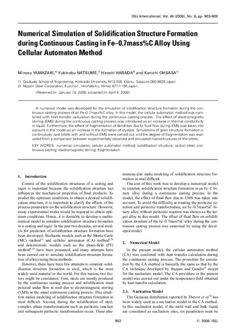 Pdf Numerical Simulation Of The Solidification Structure Of Twin Roll