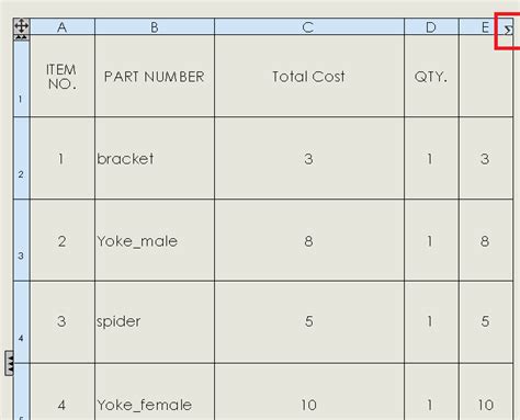 Equations In SOLIDWORKS BOM Tables
