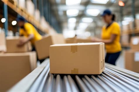 Cardboard Box On Assembly Line Premium Ai Generated Image