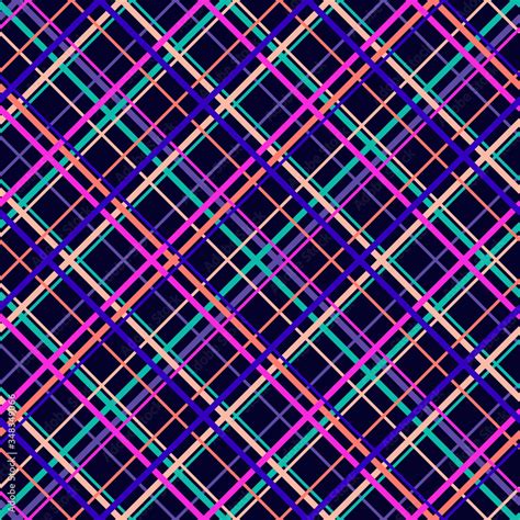 Vector Seamless Pattern With Diagonal Cross Lines Stripes Square Grid Lattice Simple Tartan