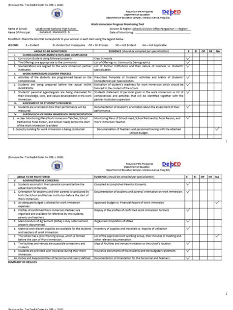 Work Immersion Progress Monitoring Tool Pdf
