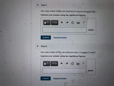 Solved Part A How Many Moles Of C Are Needed To React With Chegg
