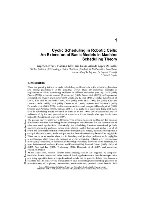 Pdf Cyclic Scheduling In Robotic Cells An Extension Of Basic Models In Machine Scheduling Theory