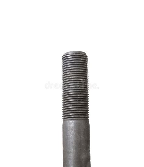 Thread Of Big Metal Bolt Isolated On White Background Used Spare Parts