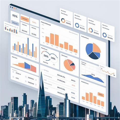 Isometric Business Data Analytics Process Management Or Intelligence Dashboard On Virtual Screen