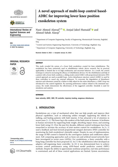 Pdf A Novel Approach Of Multi Loop Control Based Adrc For Improving