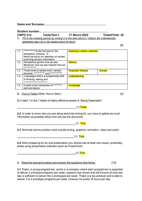 CMPG214 Test 1 17 March 2022 Memo Name And Studocu