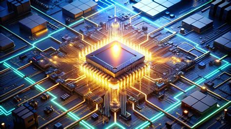 Advanced Processor Technology A Futuristic Circuit Board Displaying Radiant Processing Power And