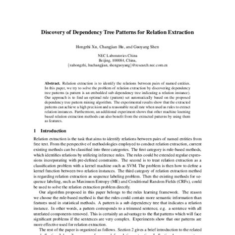 Discovery Of Dependency Tree Patterns For Relation Extraction Acl Anthology