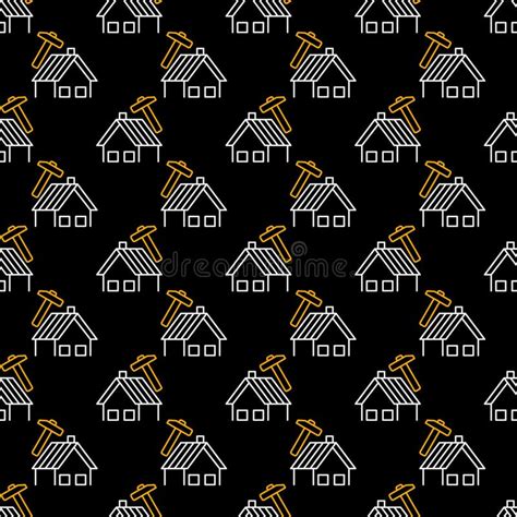Roof Repair And Maintenance Vector Concept Linear Seamless Pattern Stock Vector Illustration