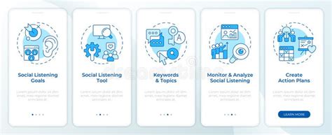 Social Media Tracking Blue Onboarding Mobile App Screen Stock Vector