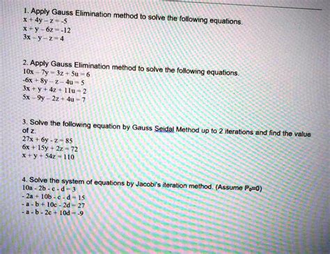 SOLVED Apply Gauss Elimination Method To Solve The OFF