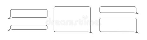 Set Of Outline Message Bubble Empty Chat Frames Isolated On White