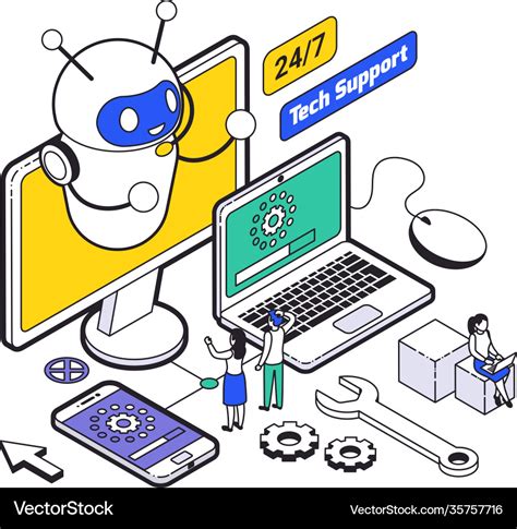 Isometric Web Hosting And Support Composition Vector Image