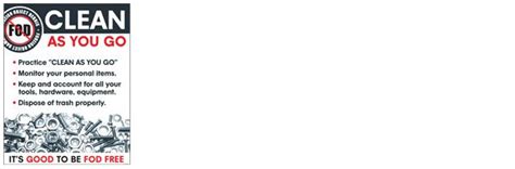 Fod Poster 22×28 Clean As You Go Fod Prevention Foreign Object Debris Prevention