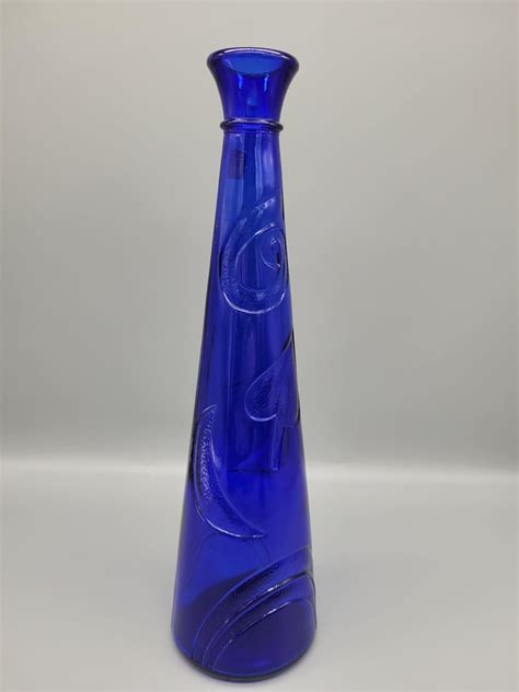 Vintage Tall Blue Glass Vase By Zwiesel Glas Germany Moon And Swirl Shapes Etsy