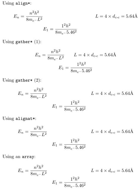 horizontal alignment centering equations under align tex latex