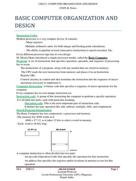 Computer Organization Complete Notes Unit2 Pdf Central Processing