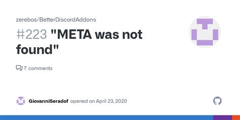 Meta Was Not Found · Issue 223 · Zerebosbetterdiscordaddons · Github