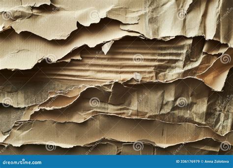Torn Cardboard Texture Creating An Abstract Design With Layered Folds And Creases Stock Image