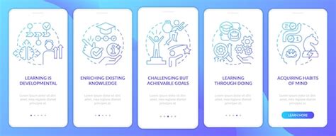 Premium Vector Learning Basic Concepts Blue Gradient Onboarding Mobile App Screen
